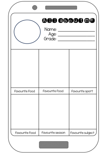 All About Me Phone Selfie Craftivity | First Week of School | Back to ...