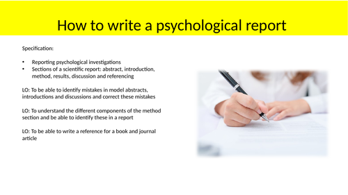AQA Psychology how to write a psychological report | Teaching Resources
