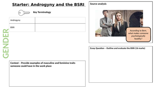 AQA Psychology role of chromosomes and hormones gender | Teaching Resources