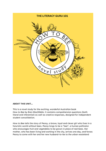 How to Bee - Bren MacDibble - Stage 2/3 Novel Study with Answers CBCA ...