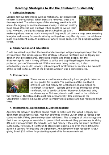 KS3: Tropical Rainforests: L11: Sustainable Use | Teaching Resources