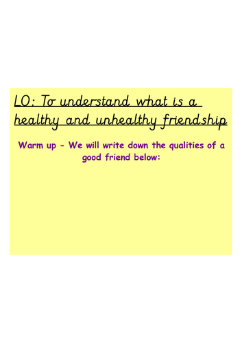 Healthy and Unhealthy Friendships | Teaching Resources