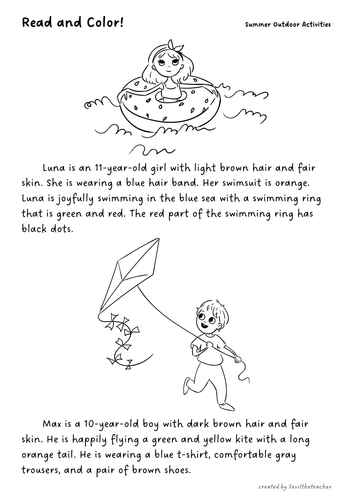 Read and Color! Summer Outdoor Activities | Teaching Resources