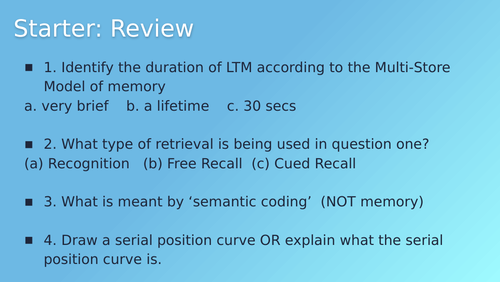 Memory GCSE Psychology AQA | Teaching Resources Memory GCSE Psychology AQA | Teaching Resources