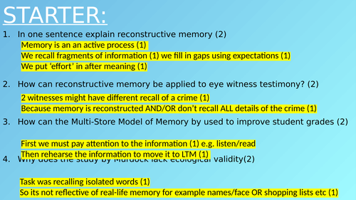 False Memory (GCSE Psychology AQA) | Teaching Resources