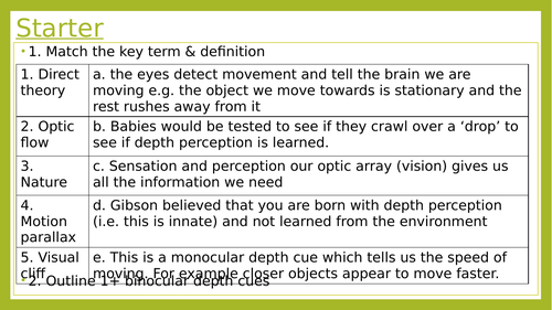 Gibson's Direct Theory (GCSE Psychology AQA) | Teaching Resources