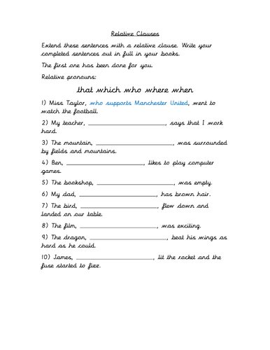 Relative Clauses, with relative pronouns - KS2 | Teaching Resources