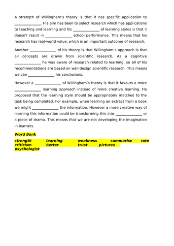 Learning Styles & Willingham's Theory (GCSE Psychology AQA) | Teaching ...