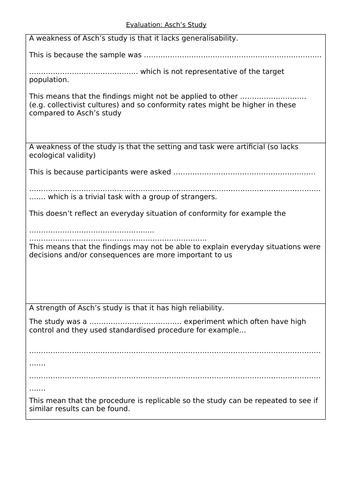 Asch's Study (GCSE Psychology AQA) | Teaching Resources