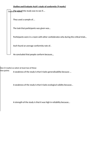 Asch's Study (GCSE Psychology AQA) | Teaching Resources