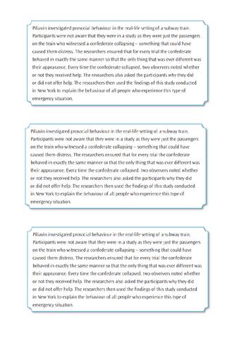 Piliavin's Study (GCSE Psychology AQA) | Teaching Resources