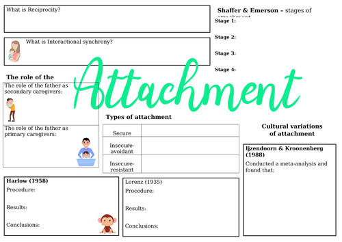 AQA Psychology Attachment Knowledge organiser | Teaching Resources