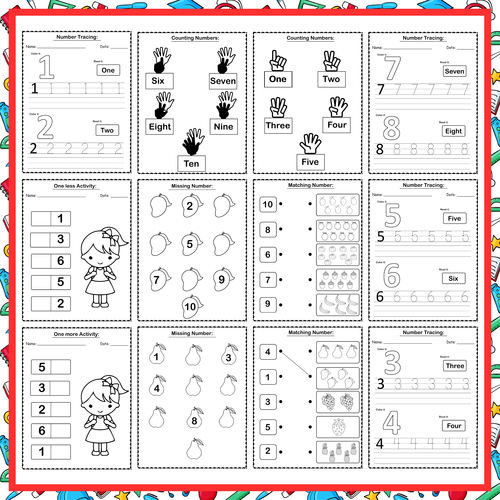 back to school-trace count order and matching number activities pack ...