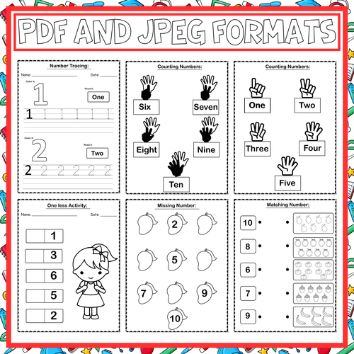 back to school-trace count order and matching number activities pack ...