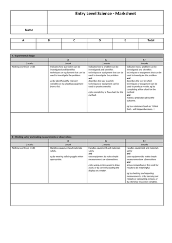 AQA ELC Double Science TDA *UPDATED* | Teaching Resources