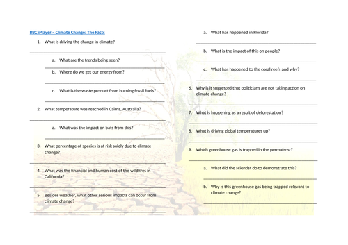 Documentary worksheets for end-of-term or cover lessons | Teaching ...