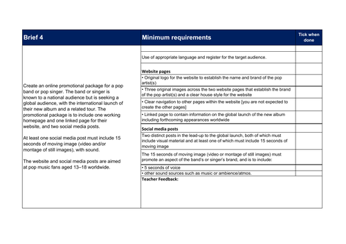 2024 AQA GCSE Media NEA project assessment teacher feedback form 2024 ...