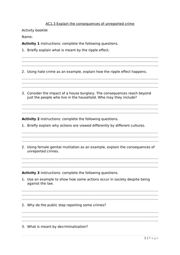 Level 3 Criminology WJEC Unit 1 | Teaching Resources