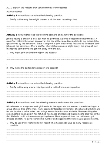 Level 3 Criminology WJEC Unit 1 | Teaching Resources