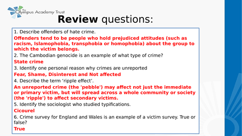 Level 3 Criminology WJEC Unit 1 | Teaching Resources