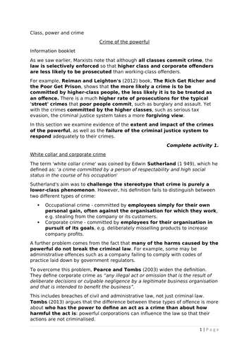 A Level Sociology AQA Crime and Deviance | Teaching Resources