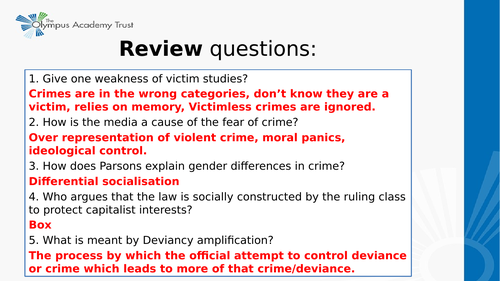 A Level Sociology AQA Crime and Deviance | Teaching Resources