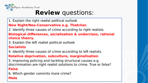 A Level Sociology AQA Crime and Deviance | Teaching Resources
