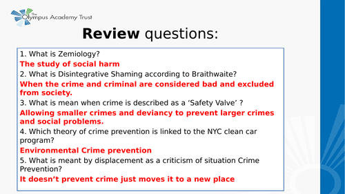 A Level Sociology AQA Crime and Deviance | Teaching Resources