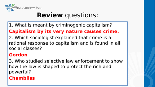 A Level Sociology AQA Crime and Deviance | Teaching Resources