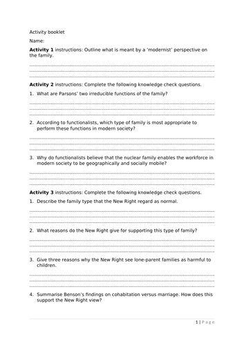 A Level Sociology AQA Families and Households | Teaching Resources