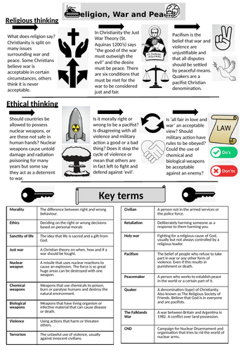 Peace and conflict knowledge organiser / title page | Teaching Resources