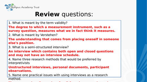 A Level Sociology AQA Research Methods | Teaching Resources