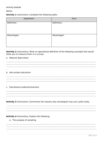 A Level Sociology AQA Research Methods | Teaching Resources