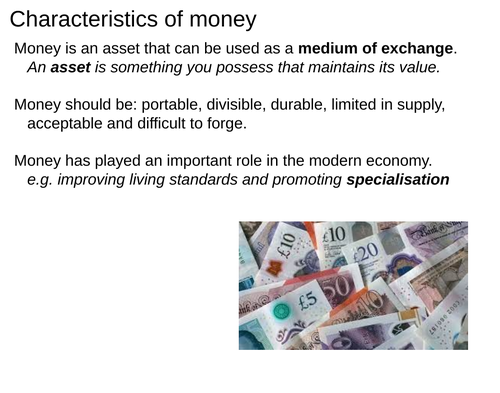 Functions of money and money supply | Teaching Resources