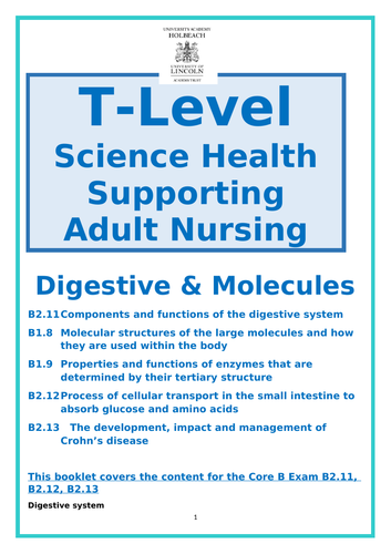 T-Level Health 2024-2025 B2.11-B2.13 Digestive system Plus B1.8-B1.9 ...