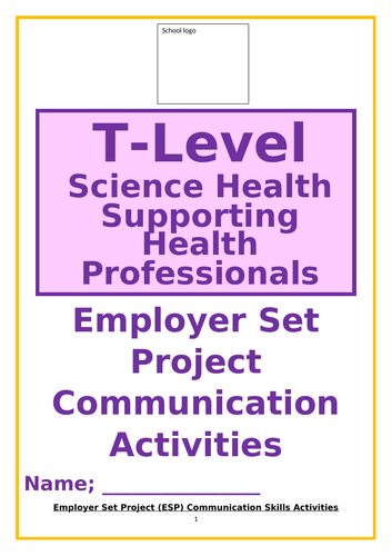 T-Level Health 2024-2025 ESP Communication activities for 2a) 3a) 3b ...