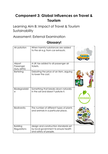 BTEC Tech Award Travel & Tourism - Component 3B | Teaching Resources