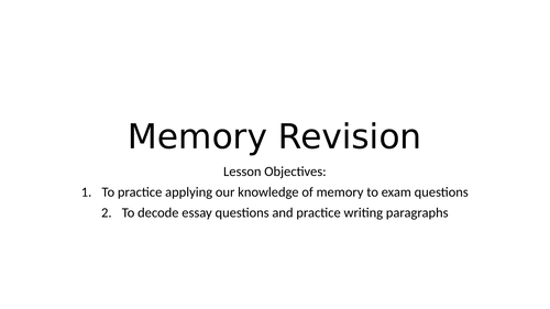 AQA Psychology memory revision | Teaching Resources AQA Psychology memory revision | Teaching Resources
