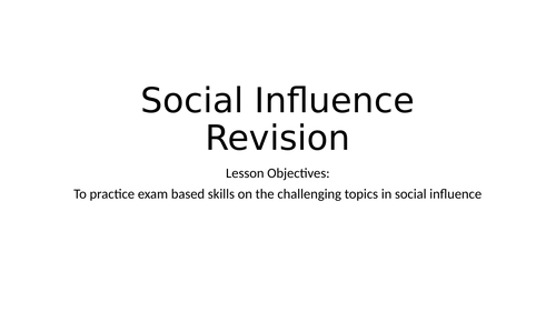 AQA Psychology social influence revision | Teaching Resources
