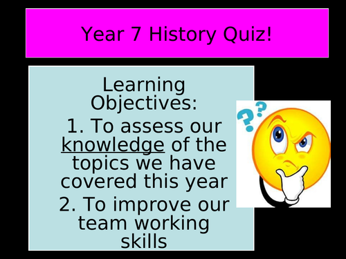 End of Year 7 History QUIZ | Teaching Resources