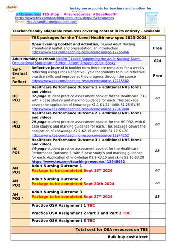 T-Level Health 2024-2025 Year 2 OSA Supporting Adult Nursing SoW | Teaching Resources