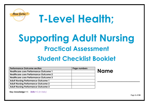 T-Level Health 2024-2025 Year 2 OSA Supporting Adult Nursing SoW | Teaching Resources