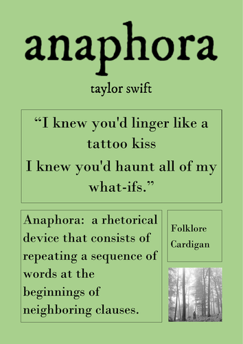 Figurative Language Display for English Classroom - The Taylor Swift ...