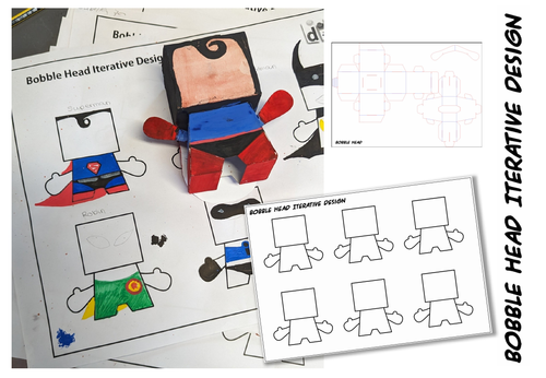 Bobble Head design sheet and net (no glue needed) Print off on A3 or ...