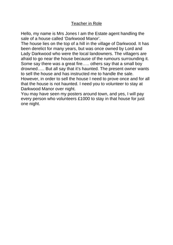 Darkwood Manor (Physical Theatre) | Teaching Resources