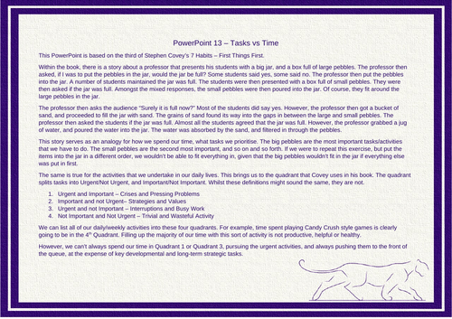 School Assembly - Tasks vs TIme | Teaching Resources