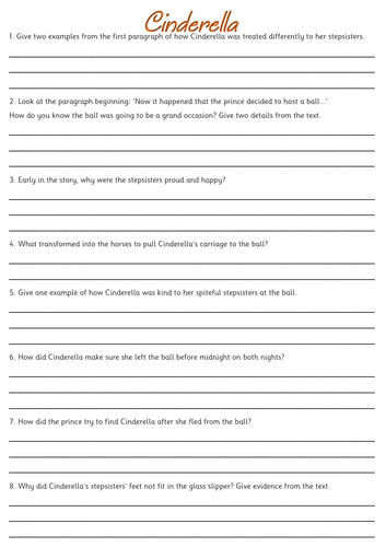 Cinderella Reading Comprehension | Teaching Resources