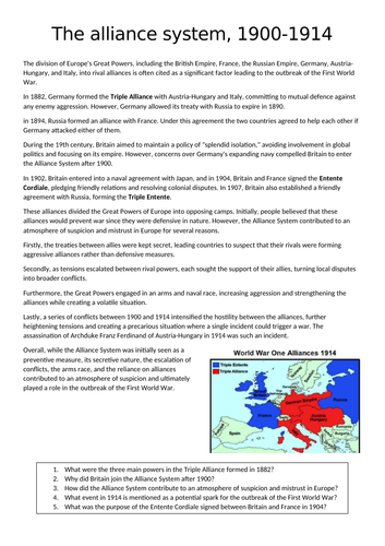 iGCSE Edexcel Cause and course of WW1 (A1) | Teaching Resources