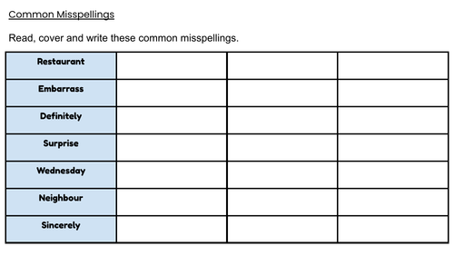 Common Misspelling Worksheet - Spellings | Teaching Resources