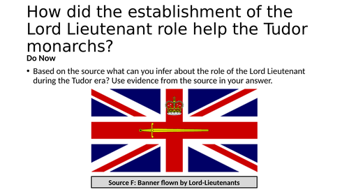 Tudor Rebellions BS1: The role of Lord Lieutenant | Teaching Resources